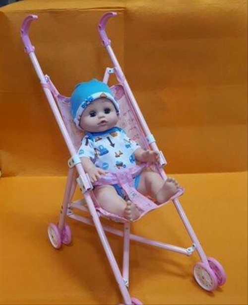 Кукла в коляске мальчик 38 см