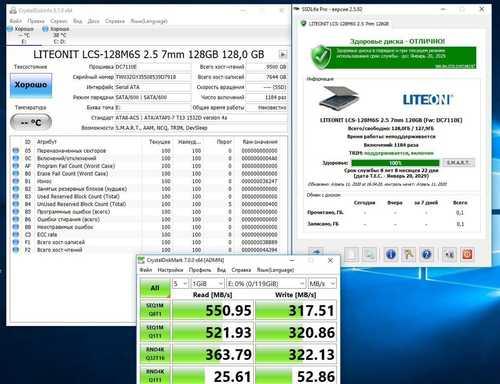 MLC SSD LiteOn, Hynix, SAMSUNG SATA III 128 Gb