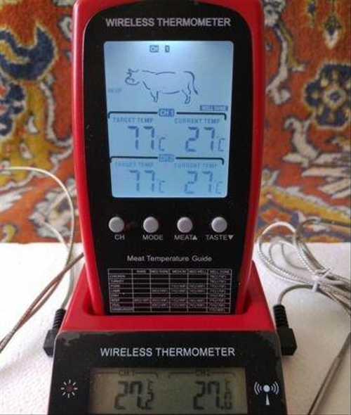 Блютус термометр с 2 термощупами