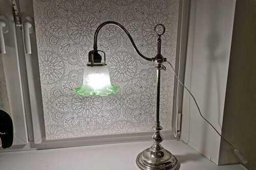Настольная лампа "гусь", модерн зеленый плафон