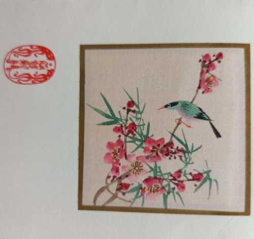 Китайская открытка роспись на шелке