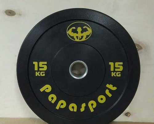 Бамперный диск для кроссфита 15 кг папаспорт