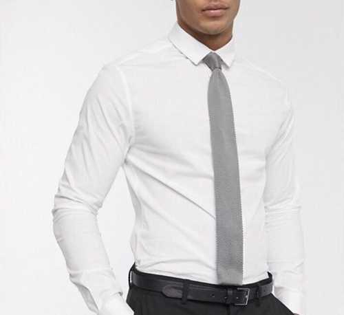 Рубашка белая мужская классика slim fit