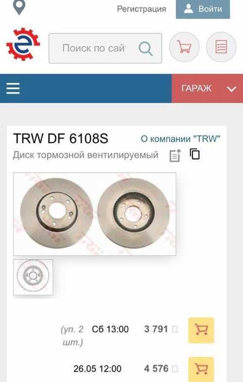 Передние тормозные диски