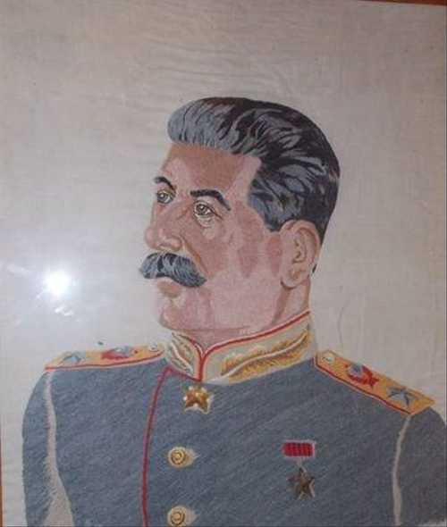 Портрет Сталина, ручн вышивка гладью. 1940е гг
