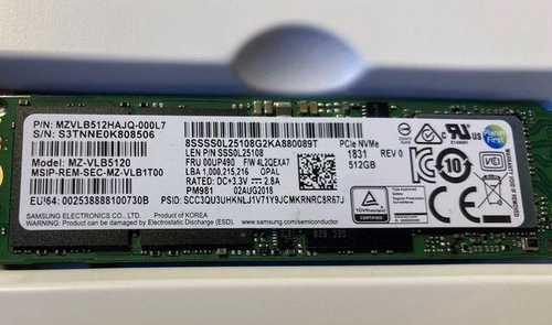 SSD Samsung PM981 NVMe M.2 512 Гб