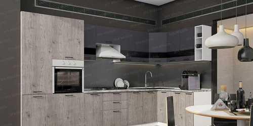 Кухня угловая Астра 3,5 х1,6 м графит софт