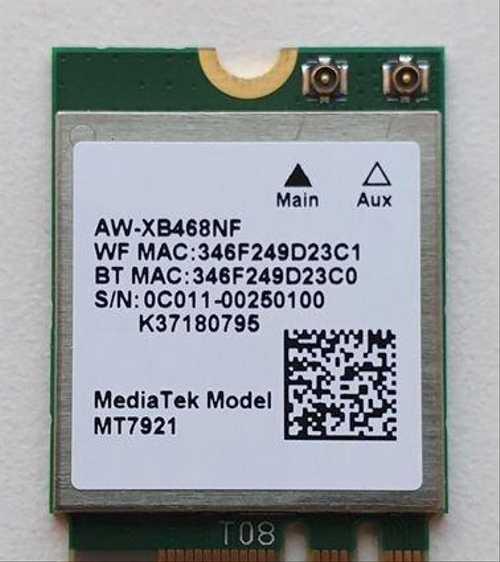 Продам M.2 wifi адаптер mt7921 (wifi 6 + BT 5.2)