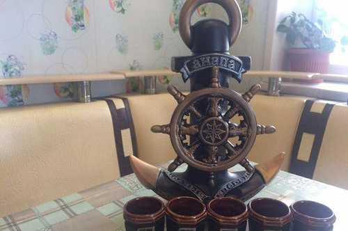 Графин глиняный с рюмками