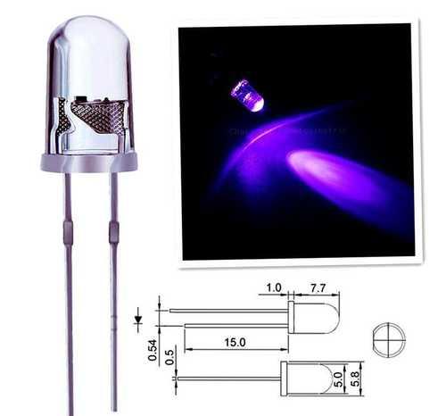 Светодиод 5мм ультрафиолетовый