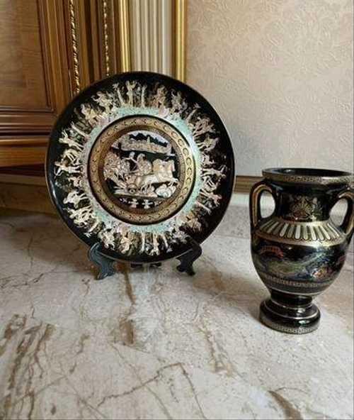 Интерьерная тарелка и ваза в греческом стиле