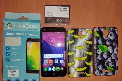 Смартфон Alcatel Pixi 4 5010D с чехлами и стеклом