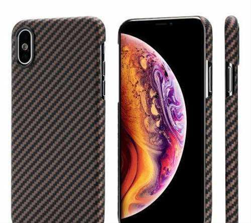 Чехол pitaka MagEZ Case для iPhone Xs коричневый