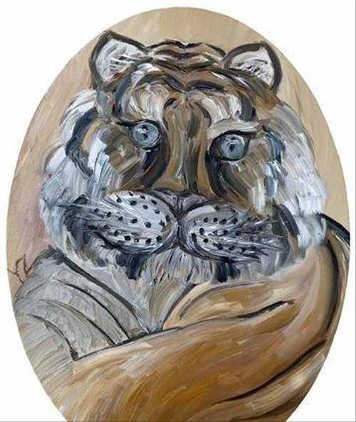 Интерьерная картина маслом на холсте «Мудрый тигр»