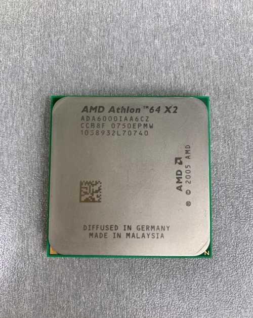 Amd 6000 характеристики. AMD Athlon * 64 x2 ad05200iaa5do CA A 9g 0801epmw 1077351a80565 diffused in Germany made in Malaysia.