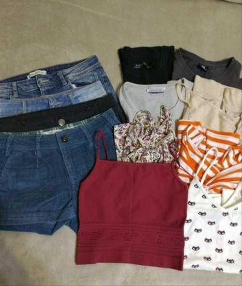 Женские шорты джинсовые, топы, майки. Размеры S, M