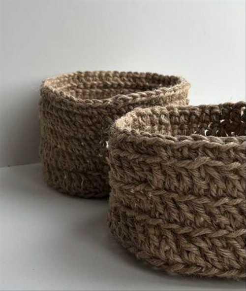 Плетеные корзинки из джута