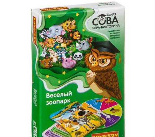 Игра-викторина Bondibon Умная Сова "Веселый зоопарк", 21*3*13 см (вв4003)