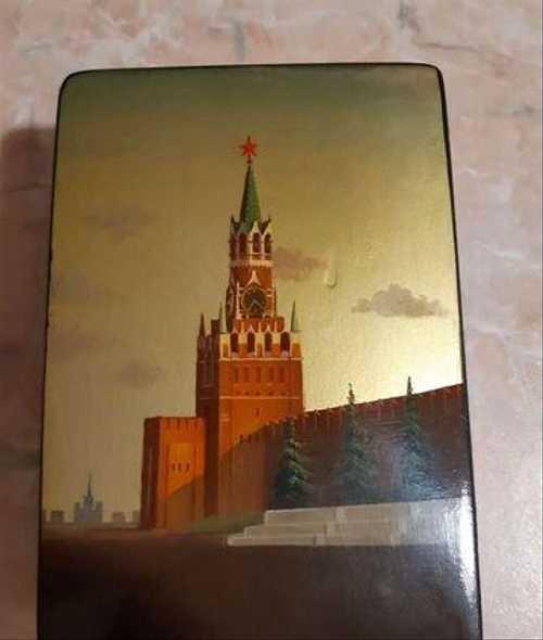 Шкатулка Федоскино 1971 год Кремль Спасская башня