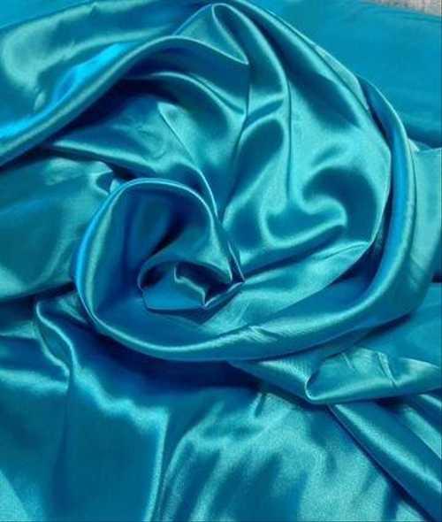 Ткань, атлас стрейч (голубой, зеленый)