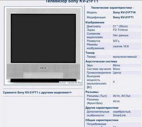 Телевизор sony-KV21FT1K с цифровым тьюнером и wifi