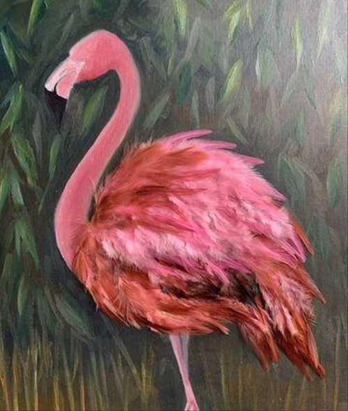 Картина маслом на холсте «Фламинго»