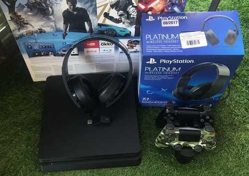 Ps4 Slim500 GB+Sony Platinum Wireless headset+2 ге