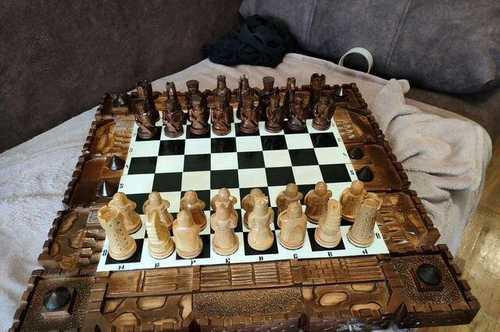Шахматы-нарды ручной работы