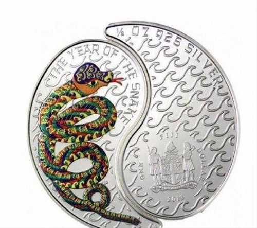 Серебряная монета Фиджи "Инь-Янь. Год Змеи" 2013г