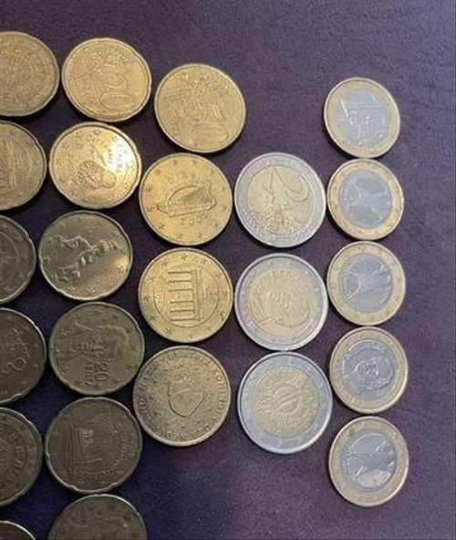 Евромонеты монеты центы менчю на русские монеты