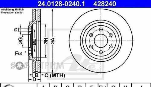 ATE 24012802401 Диск тормозной nissan navara/pathfinder