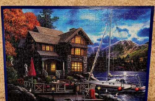 Картина "Ночной дом и яхта"