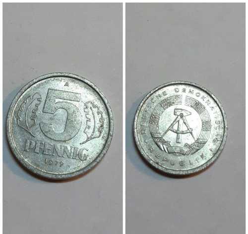 Монета 5 и 10 pfennig 1979 и 68