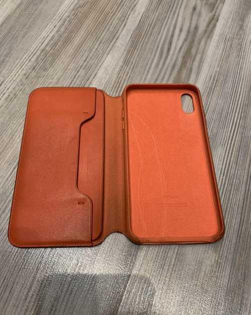 Чехол iPhone XS Max Leather Folio Sunset оранжевый