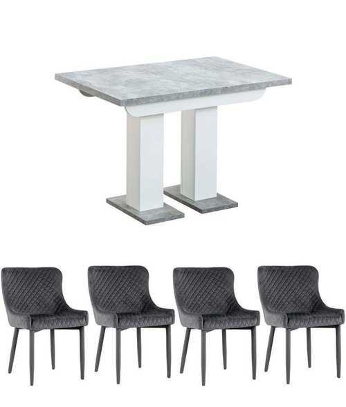 Обеденная группа стол Clyde бетон/белый, стулья Ст