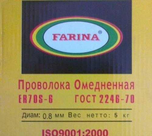 Сварочная проволока Св08Г2С-О d 0.8 мм 5кг farina