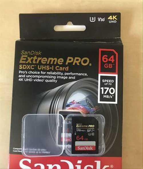 Карта памяти sandisk extreme pro sdxc 64gb sdsdxxy 064g gn4in