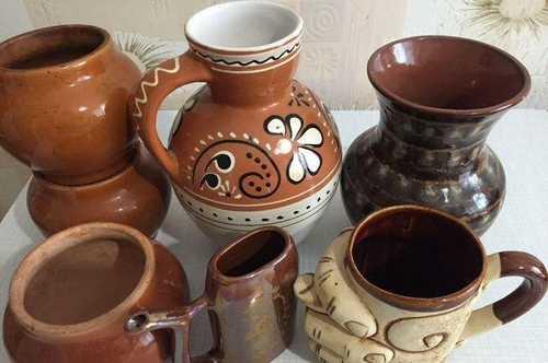 Глиняные кувшины вазы горшочки чашки сувенирн СССР