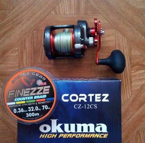 Рыболовная катушка Okuma Cortez, леска Savage Gear