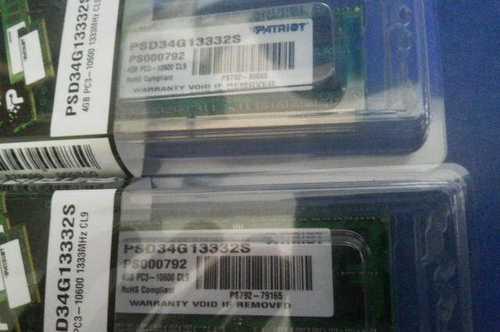 Новая озу 2x4Gb DDR3 SO-dimm patriot 1333