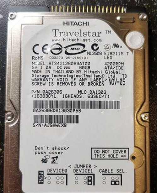 Жесткий диск (HDD), pada IDE 2,5. 60Гб