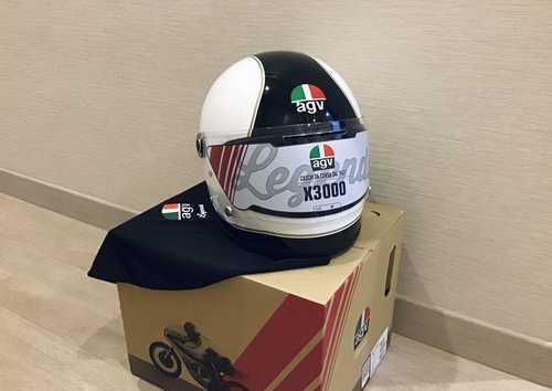 Шлем AGV X3000 super black & white ретро стиль ML