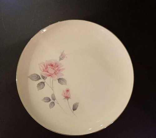 Тарелка японский фарфор винтаж платина роза