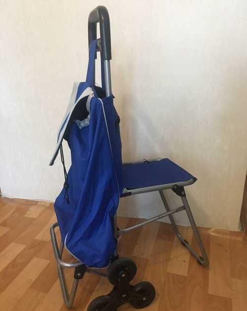 Сумка-тележка хозяйственная со стулом на колесах