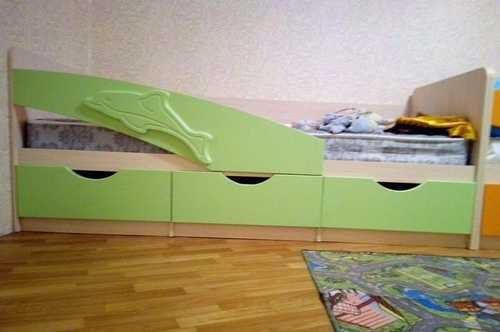 Кровать детская 160 на 80 "Дельфин" с тремя ящикам