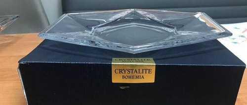 Crystalite Bohemia блюдо хрусталь 36см, Чехия