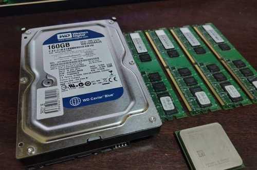 Жесткий диск WD 160Gb + DDR2 2Gb + процессор AMD