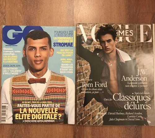 Журналы Gq, Vogue Hommes. France