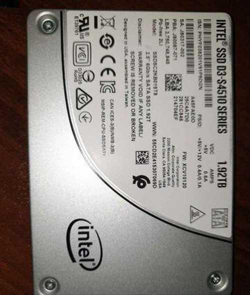 Жёсткий диск Intel ssd d3-s4510 series 1.92Tb