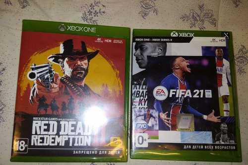 Игры на xbox one Fifa21, red dead redemption 2